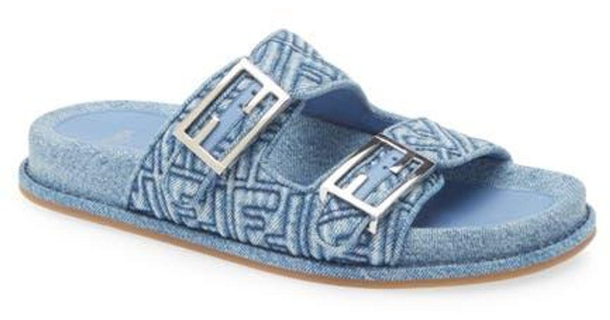 Fendi Feel Double Band Sandal in Blue | Lyst