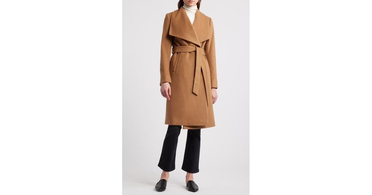 Ralph Lauren Longline Wool Blend Wrap Coat in Natural | Lyst