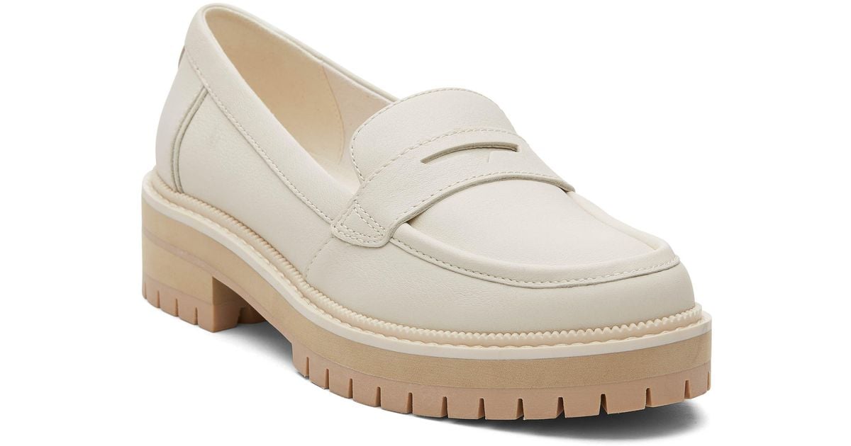 TOMS Cara Platform Penny Loafer in White | Lyst