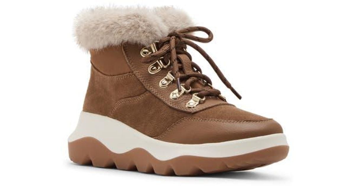 Blondo Ante Waterproof Faux Fur Trim Boot in Brown | Lyst