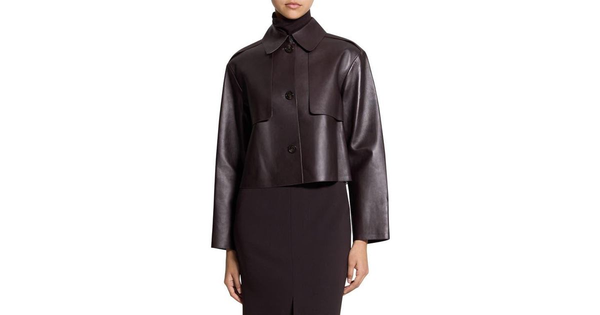Theory Crop Leather Jacket | Lyst