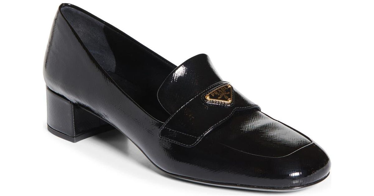 Prada Mocassini Loafer Pump in Black | Lyst