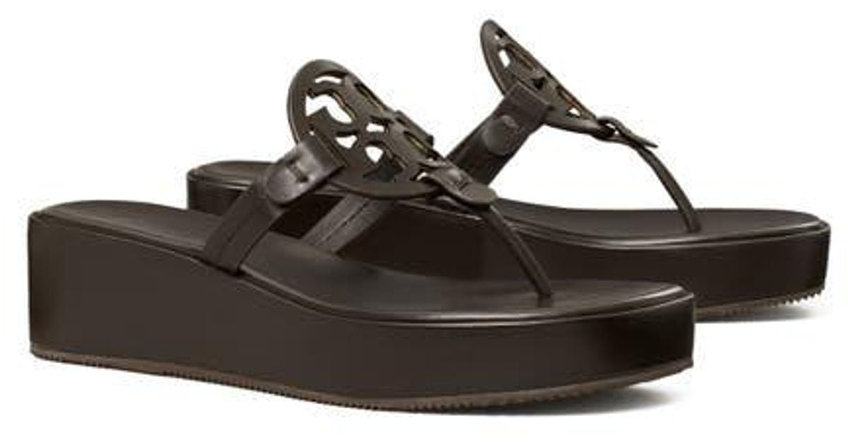 Tory Burch Miller Platform Wedge Flip Flop in Black | Lyst