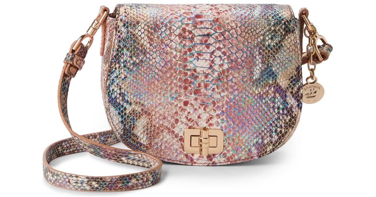 Brahmin Briar Snakeskin Embossed Crossbody Bag in Pink | Lyst