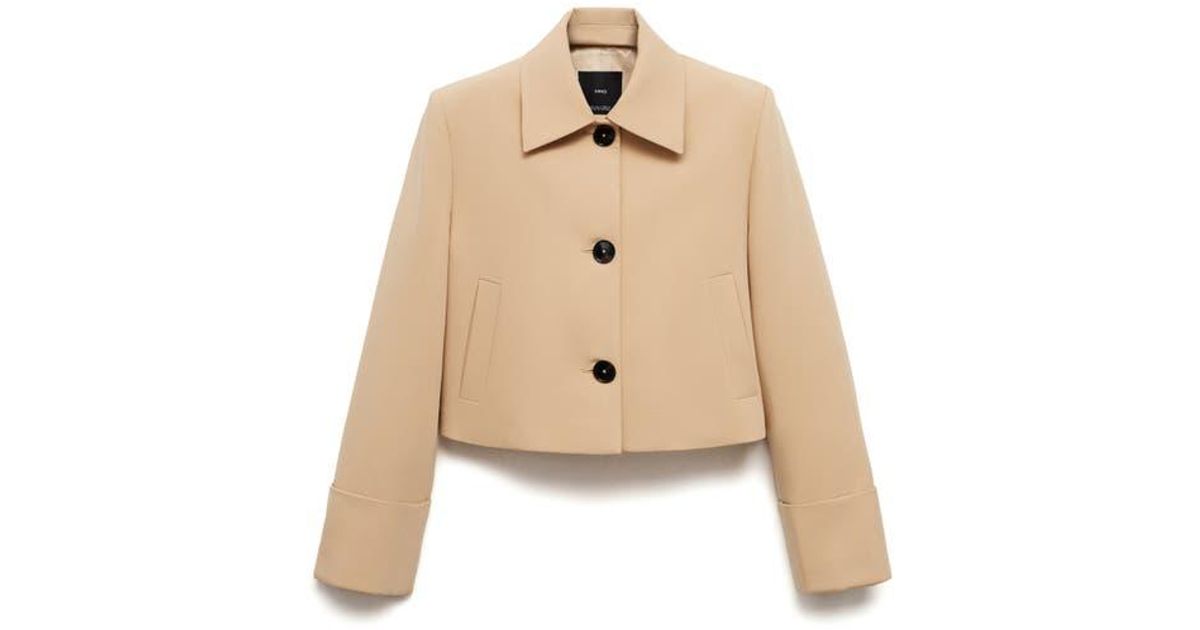 Mango Structured Crop Jacket in Natural | Lyst