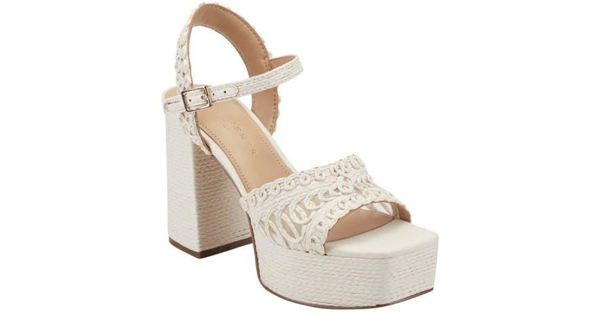 Marc Fisher Chayse Ankle Strap Platform Sandal in Natural | Lyst