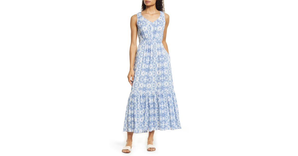 Beach Lunch Lounge Freesia Print Maxi Dress In Blue Lyst