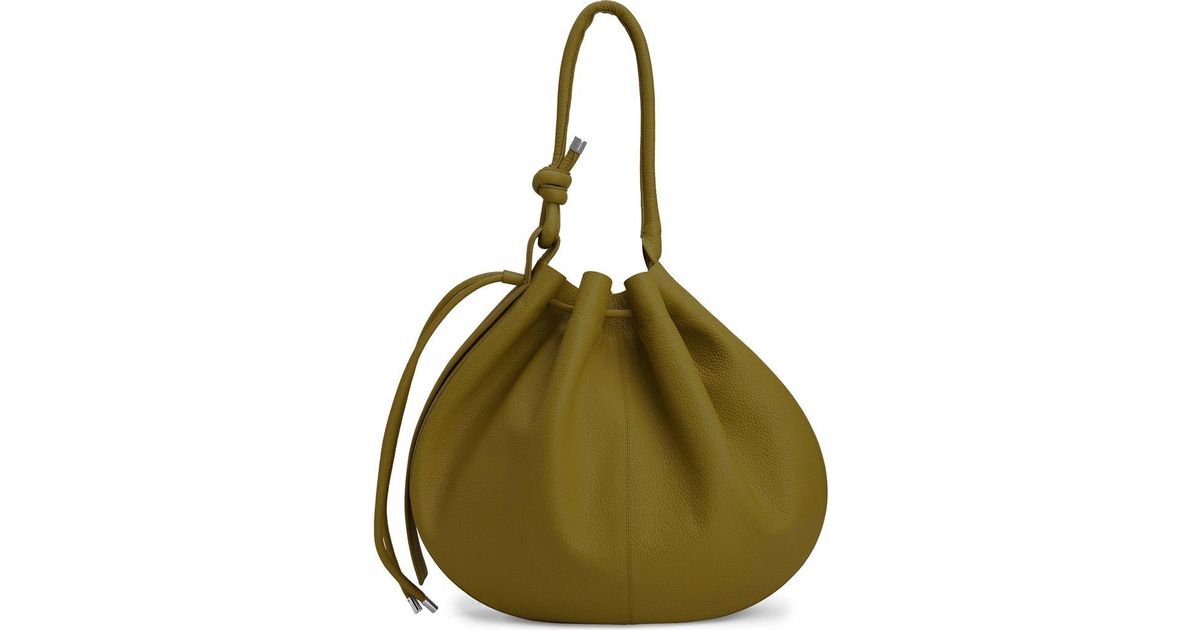 BEHNO Large Ina Pebble Leather Shoulder Bag in Green | Lyst