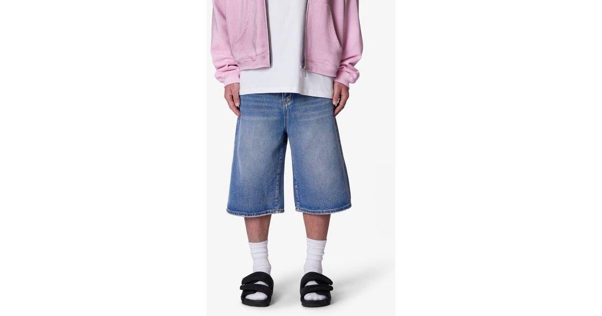 MNML Ultra Baggy Denim Shorts in Blue for Men | Lyst