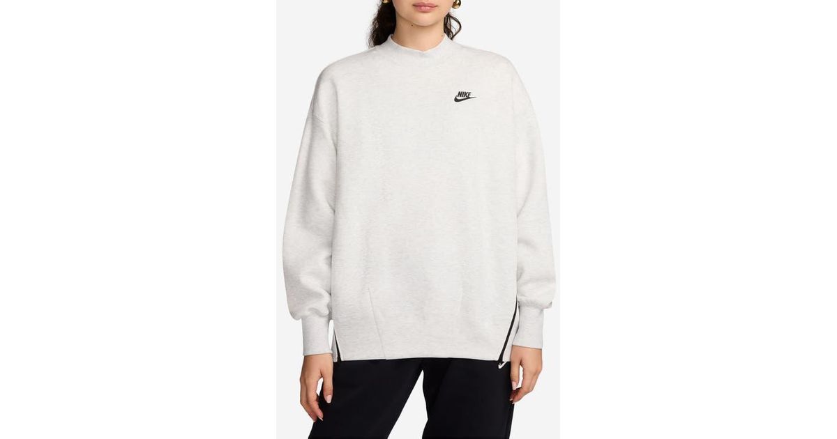 Nike Sportswear Oversize Mock Neck Tech Fleece Sweatshirt in White | Lyst