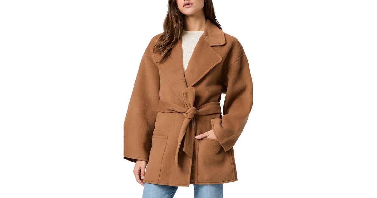 PAIGE Connery Belted Wool Blend Coat in Brown | Lyst