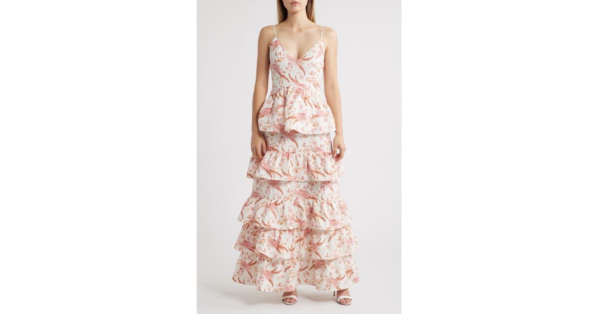 Sonya Moda Amara Tiered Maxi Dress in Pink | Lyst