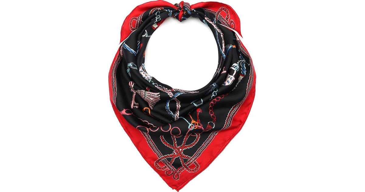 Kate Spade Lock And Key Silk Square Scarf in Red | Lyst