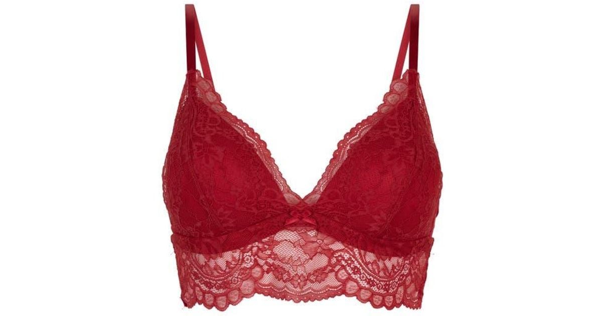 Hunkemöller Juliette Lace Triangle Bralette in Red | Lyst