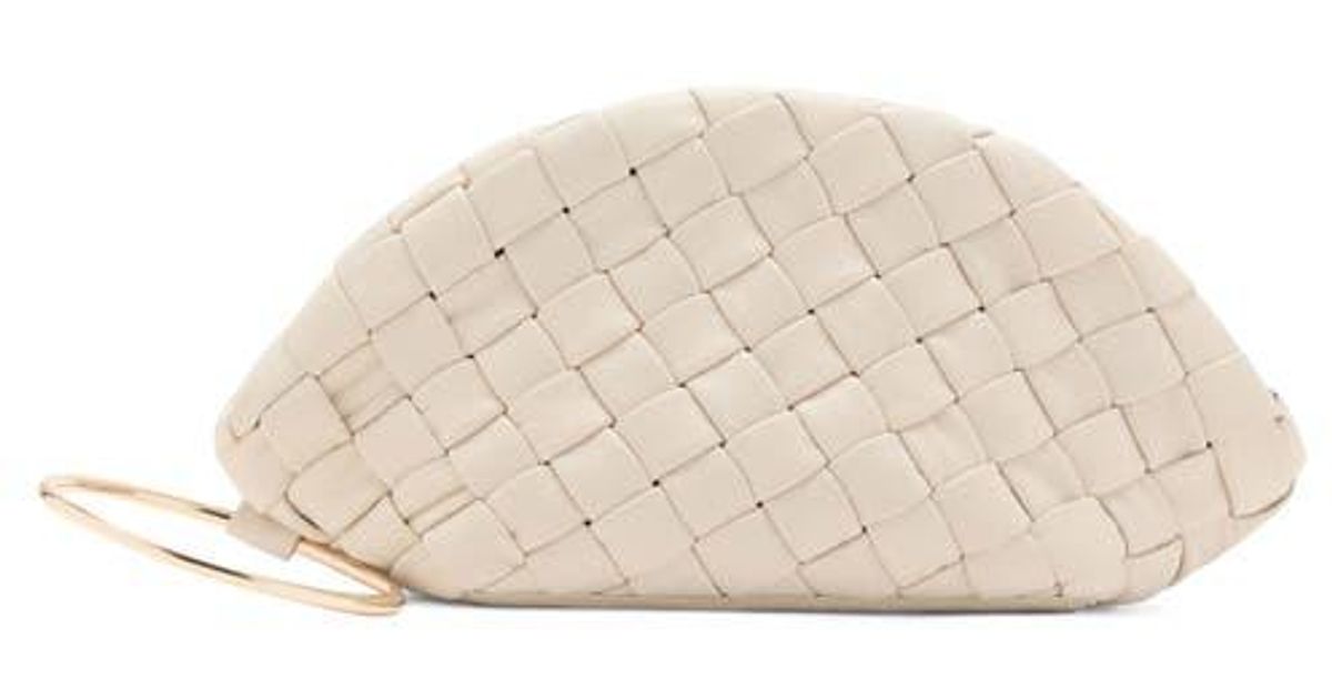 Mango Woven Leather Clutch in White | Lyst