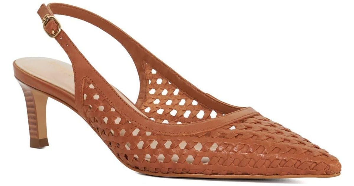 Dune Divided Pointed Toe Slingback Pump in Brown | Lyst