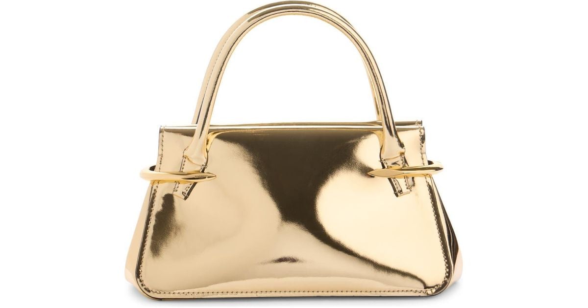 Givenchy Mini Pinch Metallic Leather Top Handle Bag in Natural | Lyst