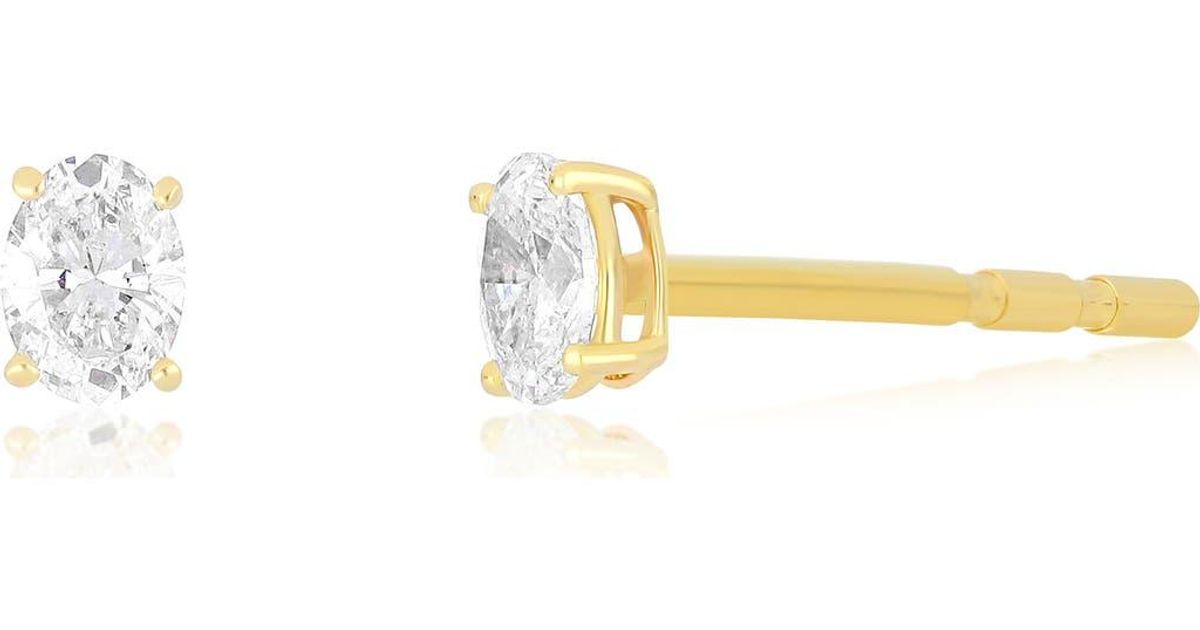 EF Collection Oval Diamond Stud Earrings in Metallic | Lyst