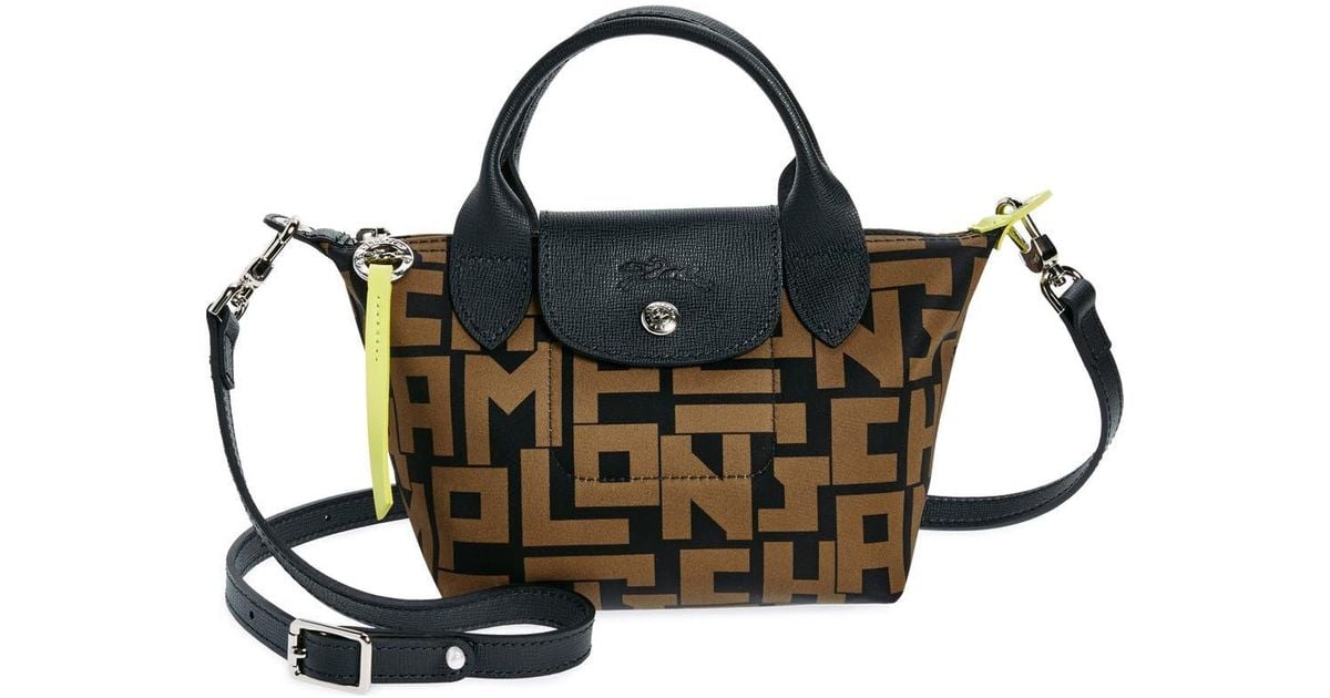 Longchamp Logo Top Handle Crossbody Bag in Black | Lyst