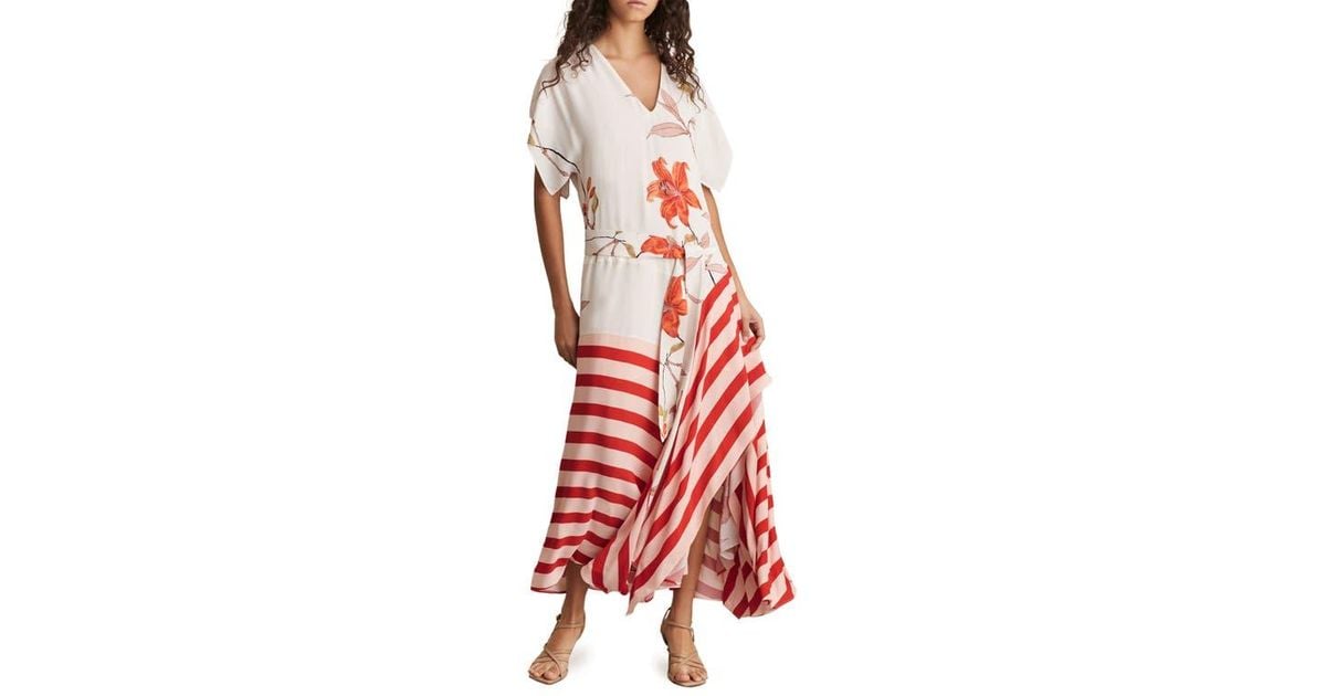 Reiss Alicia Tie Waist Maxi Dress in Red | Lyst