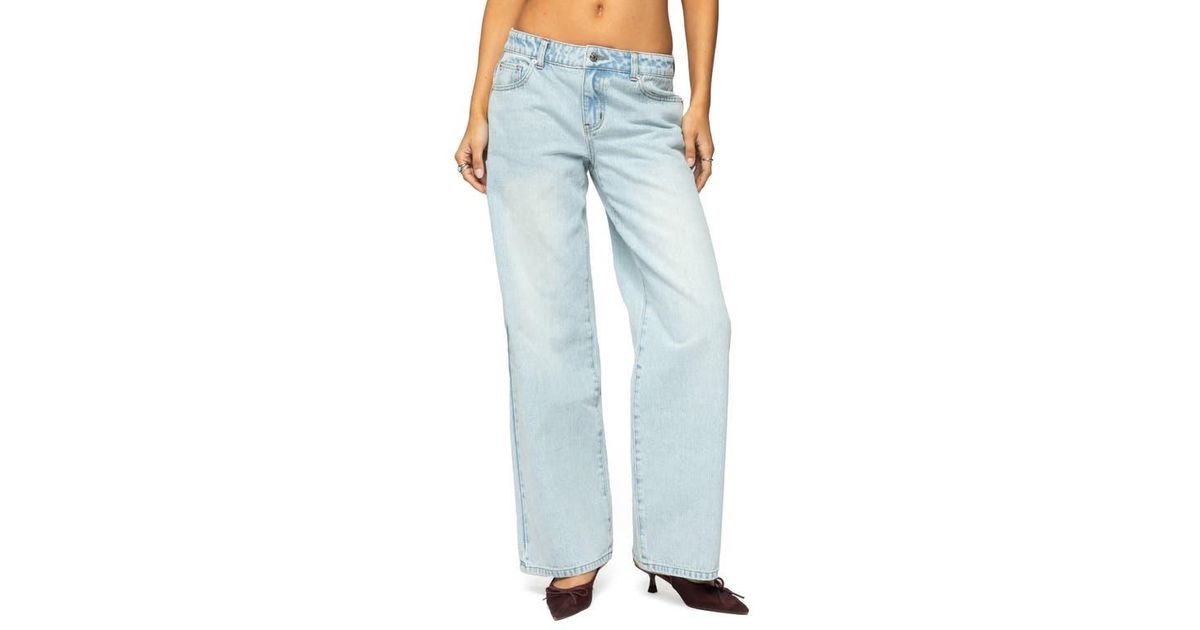 Edikted Ace Relaxed Low Rise Wide Leg Jeans in Blue | Lyst
