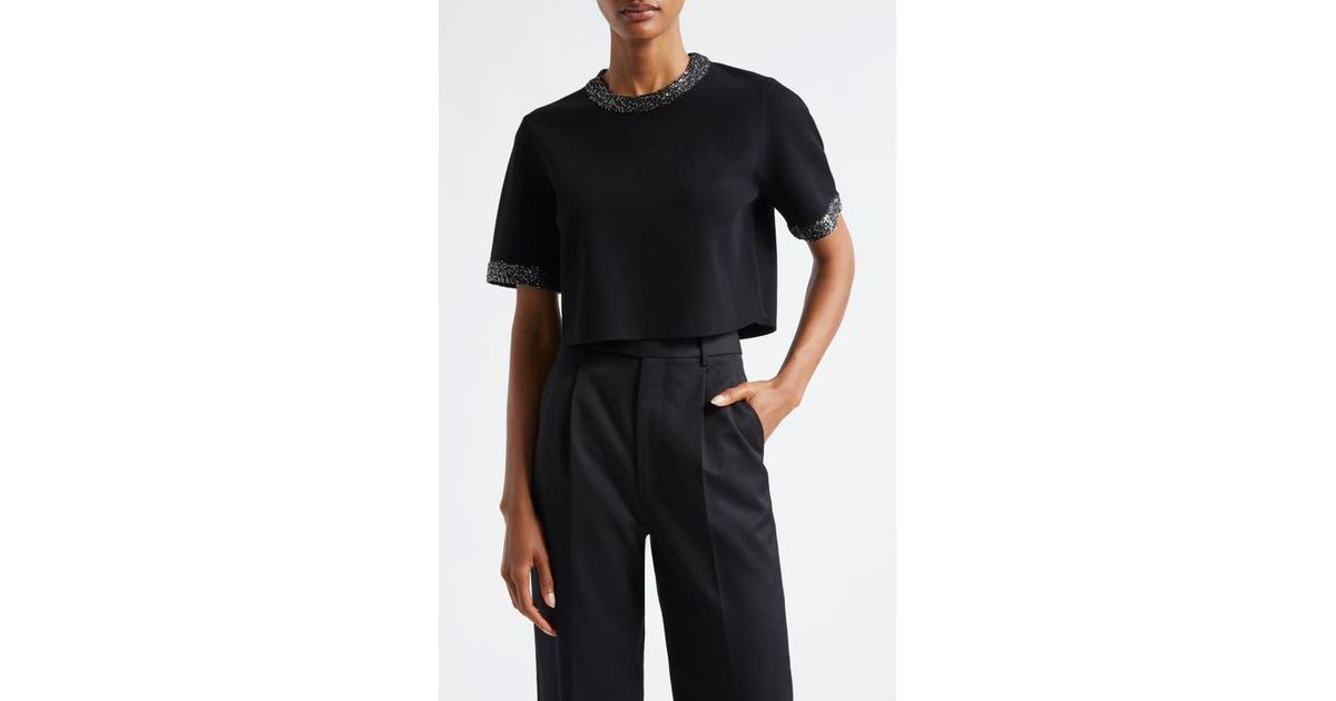A.L.C. Maeve Sequin Embellished Crop Top in Black | Lyst