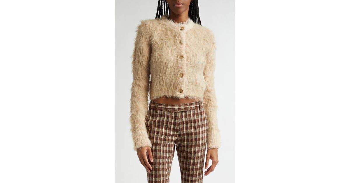Acne Studios Kradi Fuzzy Crop Cardigan in Natural | Lyst