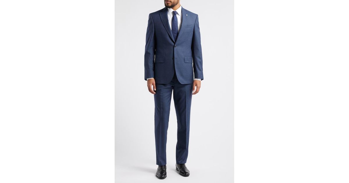 Ted Baker Jay Slim Fit Mélange Wool Twill Suit in Blue for Men | Lyst