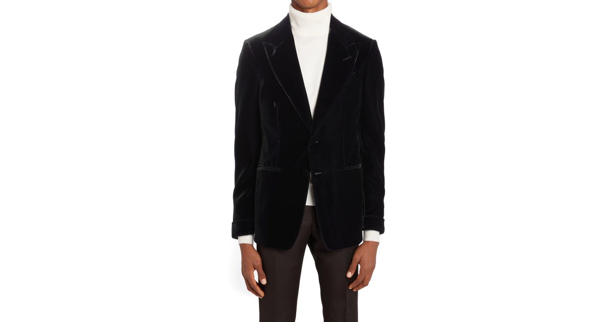 Tom Ford Shelton Fluid Velvet Cocktail Jacket in Black for Men | Lyst