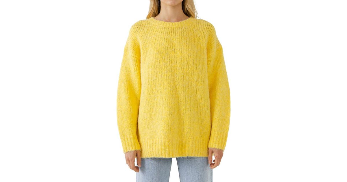 Free the Roses Oversize Crewneck Sweater in Yellow | Lyst
