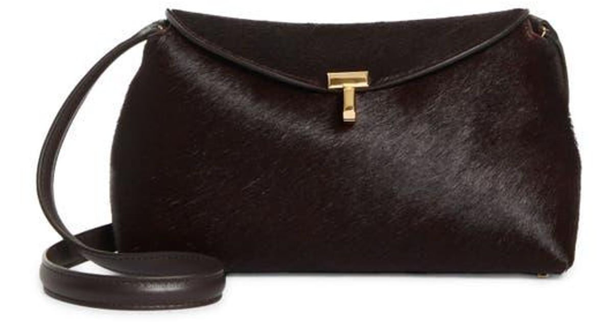TOTEME T-Lock Genuine Calf Hair Clutch in Black | Lyst