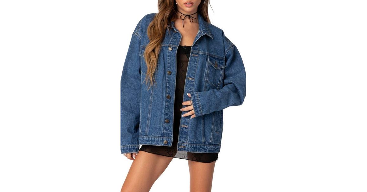 Edikted Dalia Oversize Denim Jacket in Blue | Lyst