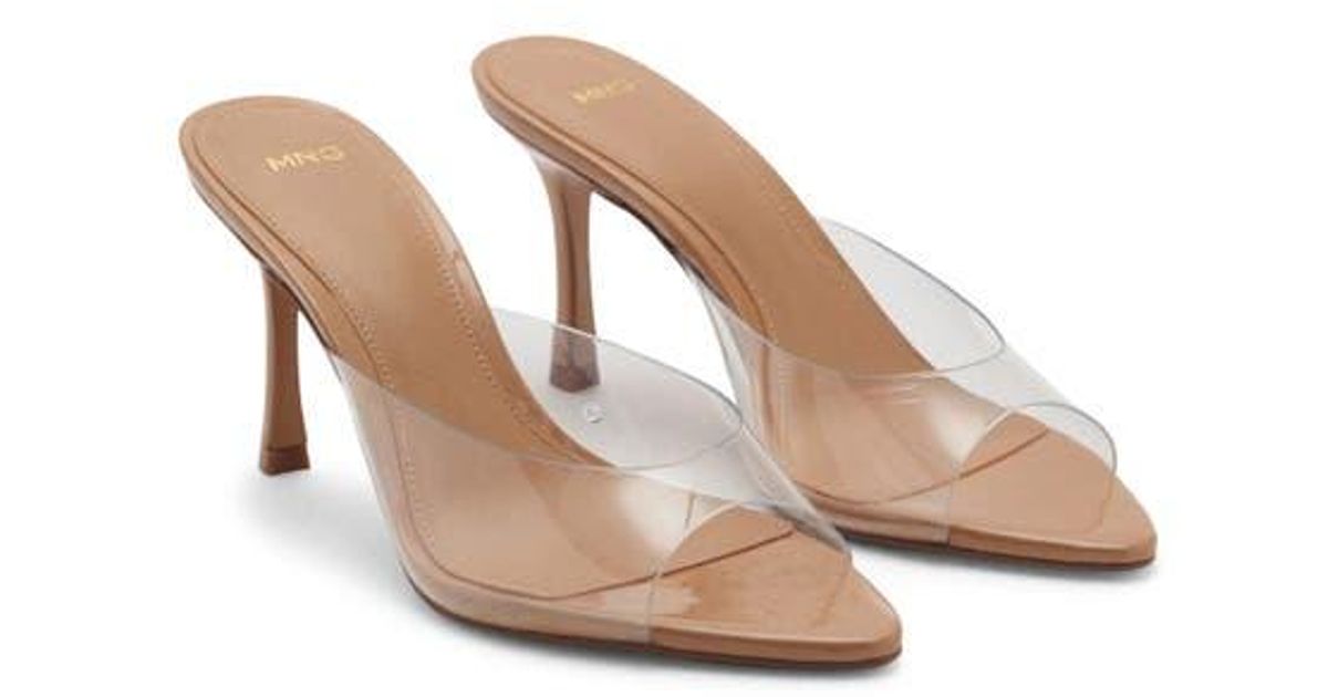 Mango Vinyl Panel Sandal in Natural | Lyst