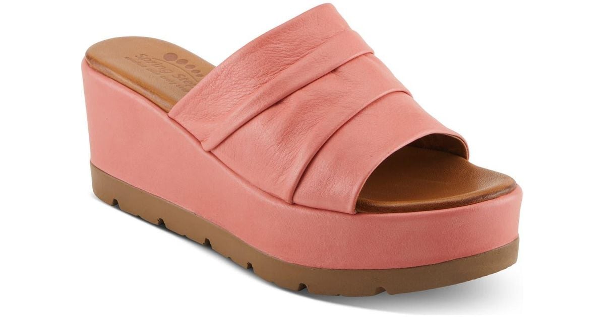 Spring Step Allerton Platform Wedge Slide Sandal in Pink | Lyst