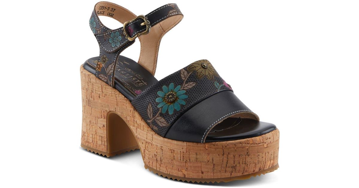 Spring Step Halena Platform Sandal in Black | Lyst