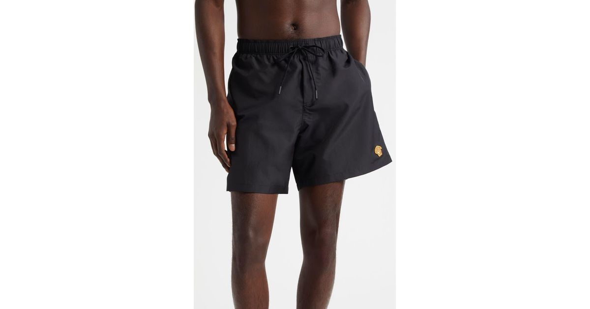 Versace Embroidered Medusa Swim Trunks in Black for Men | Lyst