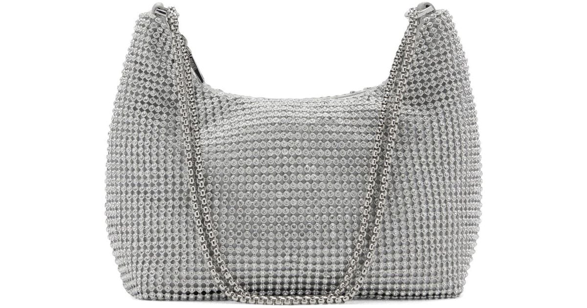 Mango Crystal Mesh Chain Strap Shoulder Bag in Gray | Lyst