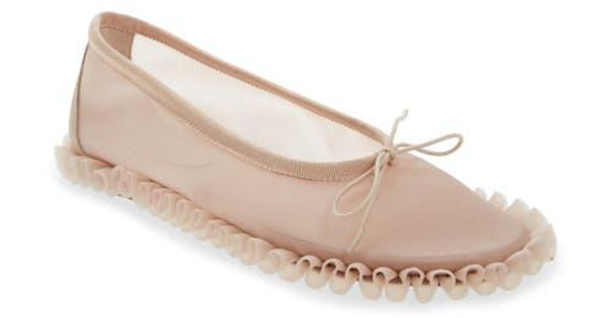 Simone Rocha Tutu Frill Mesh Ballet Flat in Natural | Lyst