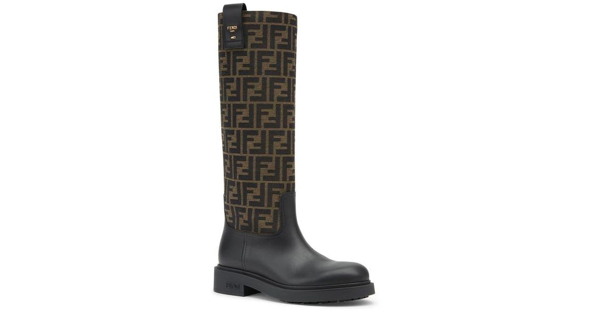 Fendi Filo Knee High Boot in Black | Lyst