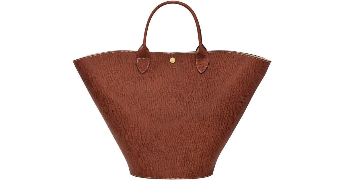 Longchamp Extra Large Épure Leather Top Handle Tote in Brown | Lyst