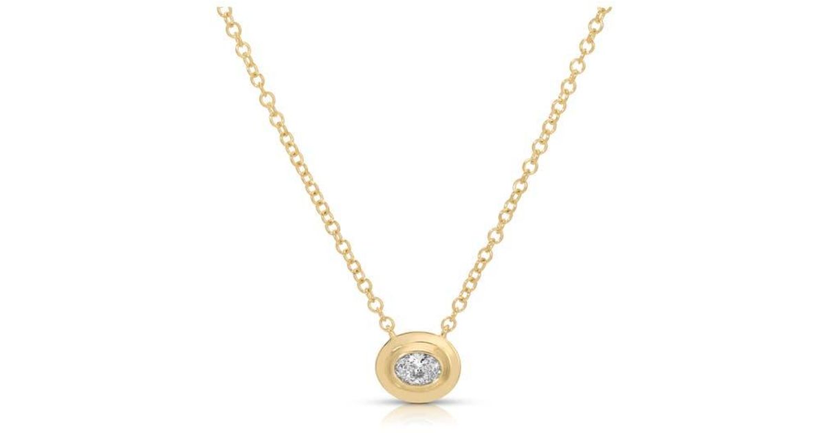 EF Collection Oval Diamond Pendant Necklace in Metallic | Lyst