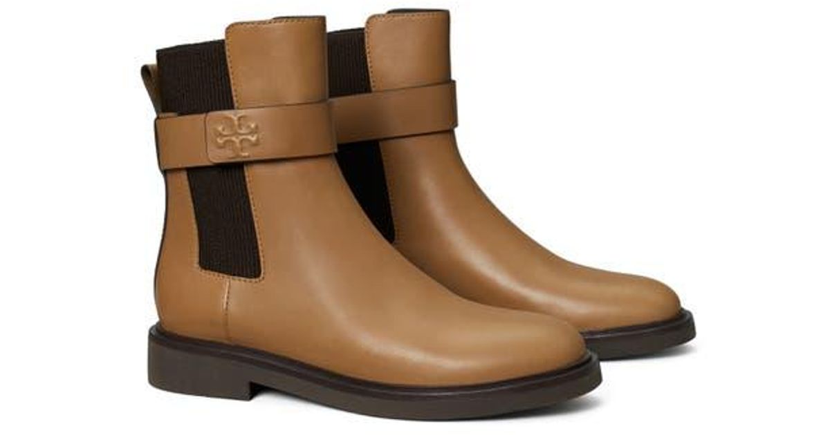 Tory Burch Double-T Chelsea Boot in Brown | Lyst