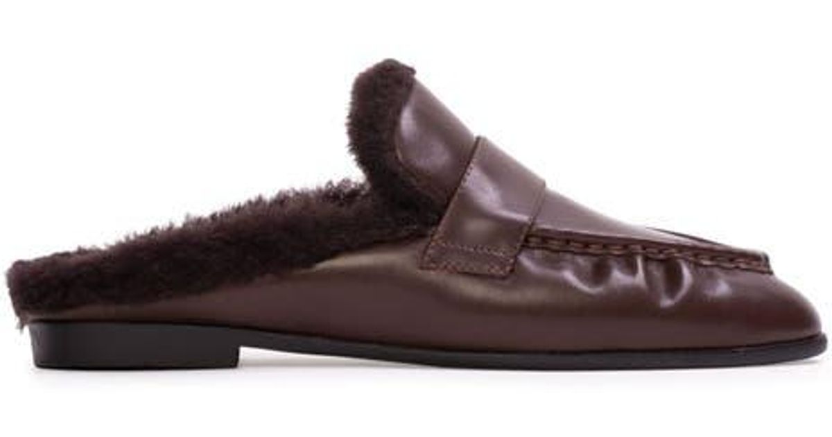 Black Suede Studio Theo Backless Loafer in Brown | Lyst