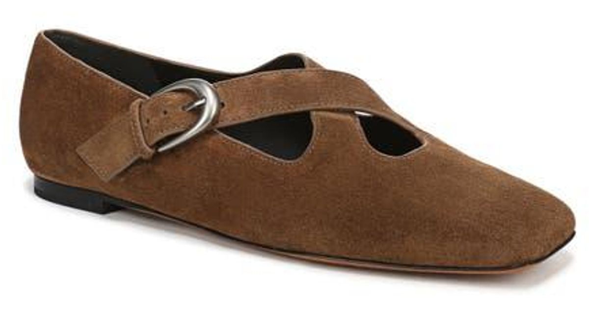 Vince Cici Cross Strap Flat in Brown | Lyst