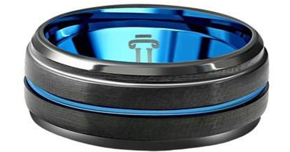 Bliss Diamond Tungsten Ring Brushed Beveled Step Cut Wedding Band in ...