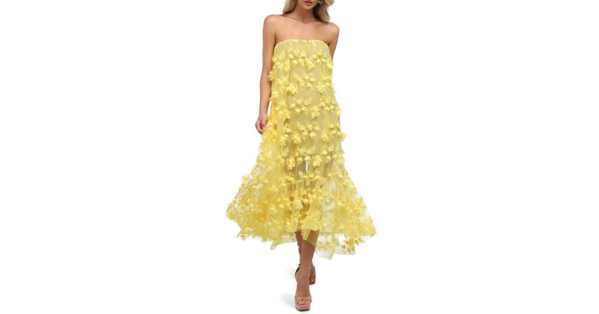 HELSI Athena Strapless Gown in Yellow | Lyst