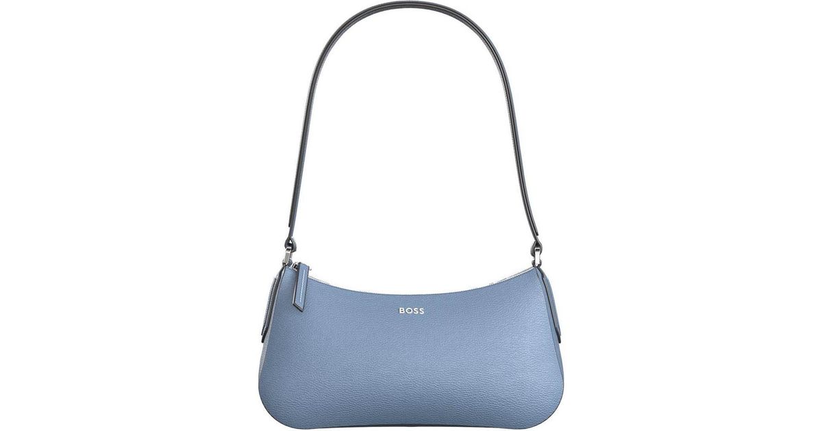 BOSS Small Alyce Leather Hobo Bag in Blue | Lyst