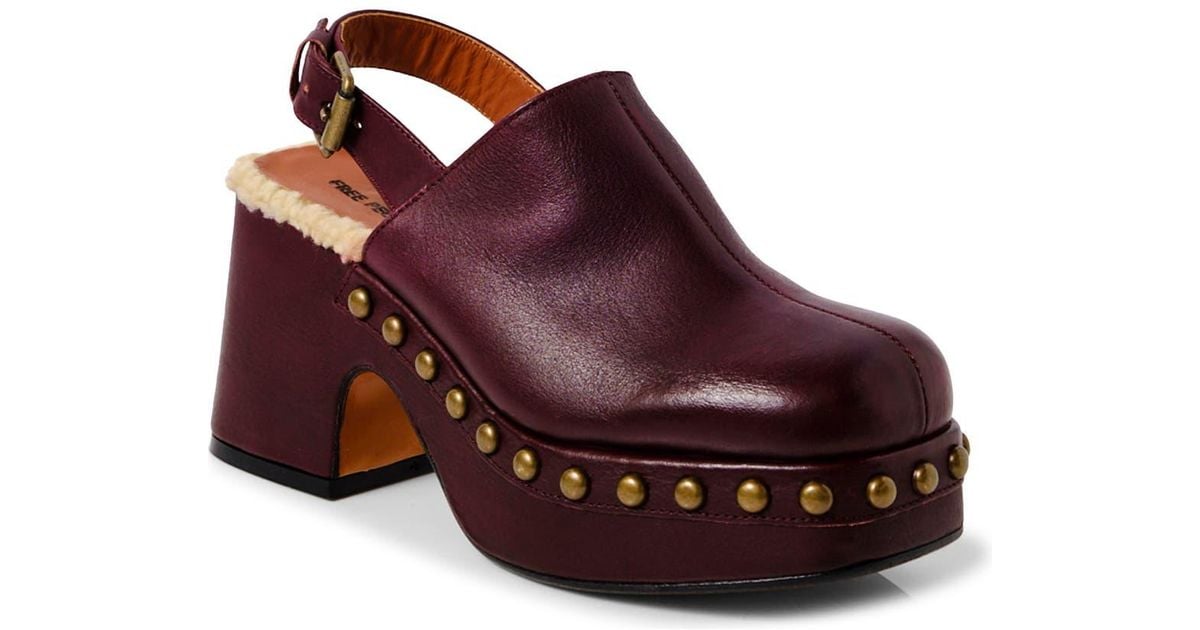 Free People Autumn Studded Slingback Platform Clog in Red | Lyst