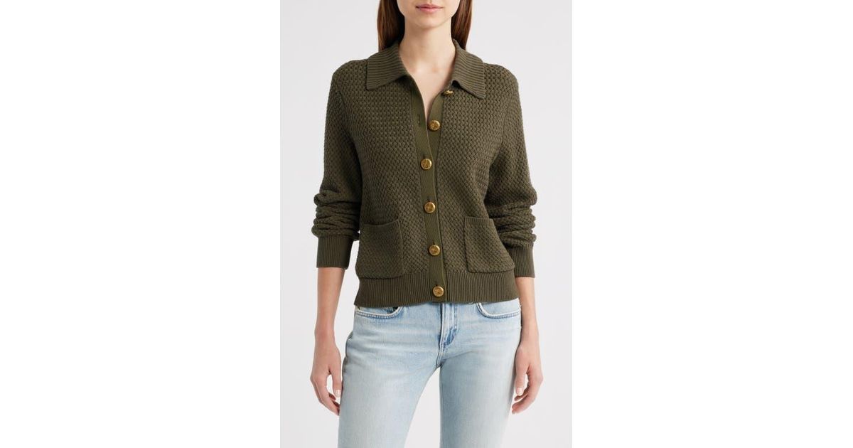 Rag & Bone Jaz Basketweave Cardigan in Green | Lyst