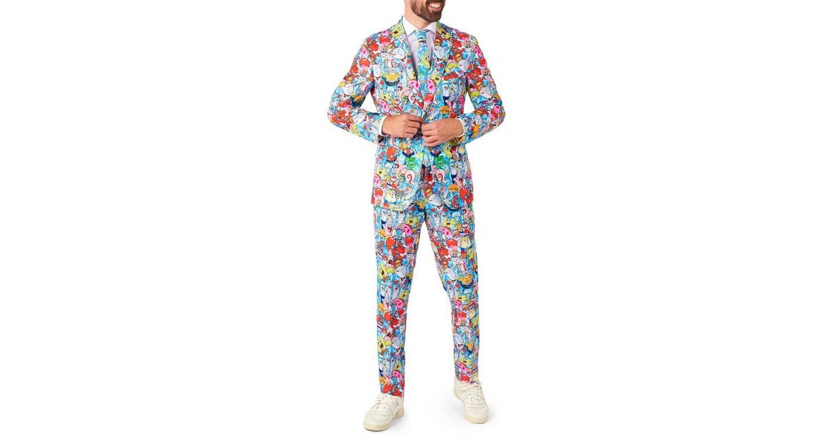 Opposuits Spongebob Frenzy Two-Piece Suit & Tie Set in Blue for Men | Lyst